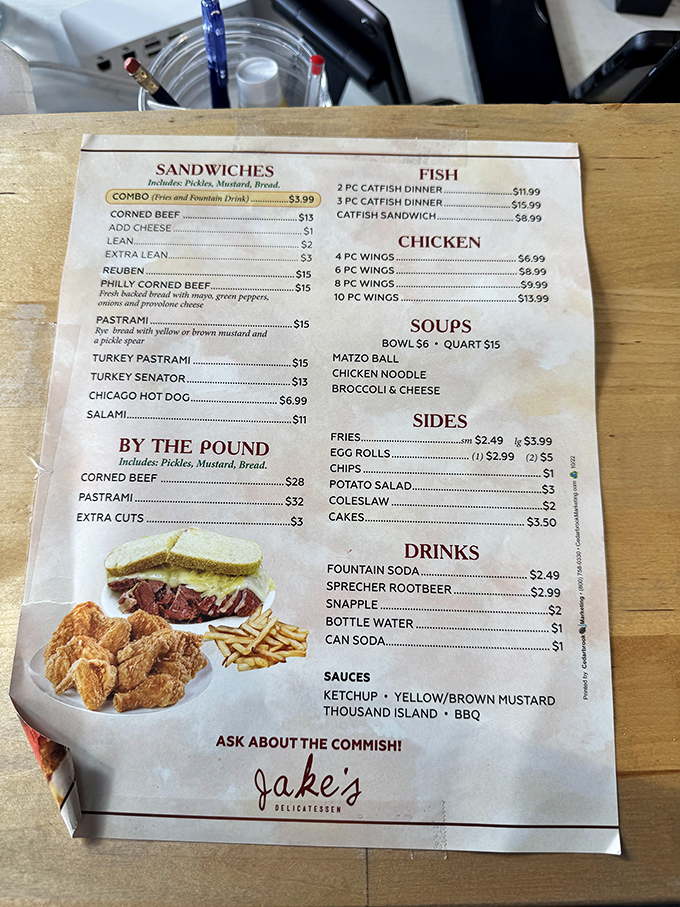 A menu that cuts straight to the chase&mdash;no fancy descriptions needed when your reputation spans generations of satisfied customers.