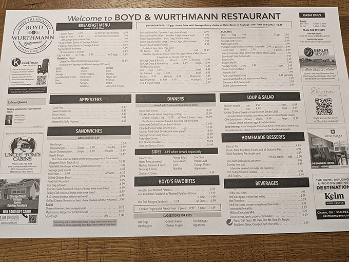 This menu isn't just a list of food&mdash;it's a historical document of American comfort cuisine with prices that'll make your city-dwelling friends weep with envy.