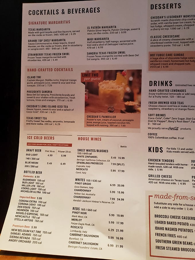 The drink menu reads like a vacation brochure for your taste buds. Two-drink limit? Challenge accepted.