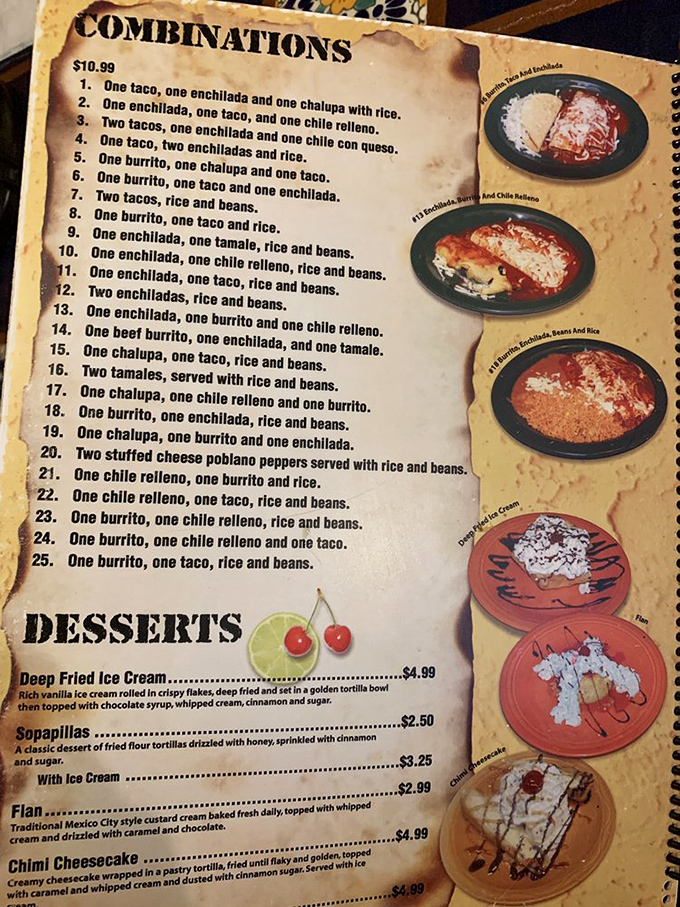 The menu at El Burrito Loco reads like a love letter to Mexican cuisine. Twenty-five combinations means you'll need multiple visits.