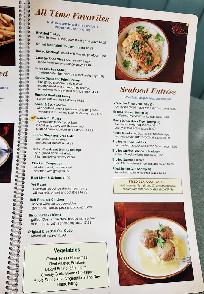 A menu that reads like a love letter to American comfort food classics. Each dish promises the kind of satisfaction that makes you plan your next visit before finishing your first meal.