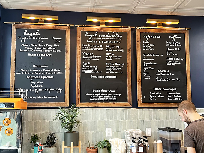 The holy trinity of menu boards: bagels, sandwiches, and coffee. Simple concepts executed with PhD-level precision.