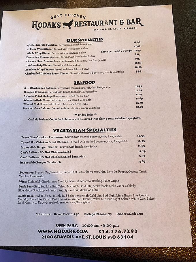 This menu isn't just a list of options&mdash;it's a roadmap to culinary happiness that has remained delightfully unchanged while prices stay miraculously reasonable.