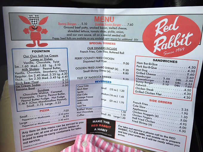 A menu that hasn't surrendered to food trends or inflation battles. The Bunny Burger's description alone is enough to make your stomach growl in anticipation.