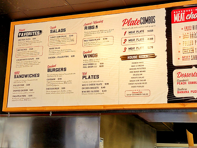 Decision paralysis has never been so delicious. The menu board presents life's most important question: how many meats can one person reasonably order?