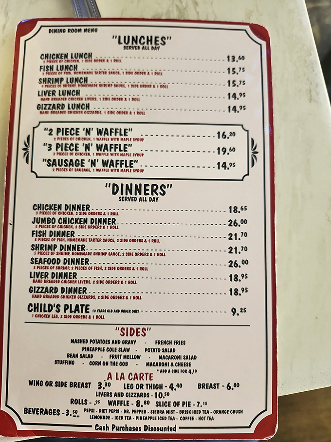 This menu isn't trying to impress with fancy descriptions&mdash;it's a straightforward promise of comfort food excellence that's been keeping the same delicious promises for decades.