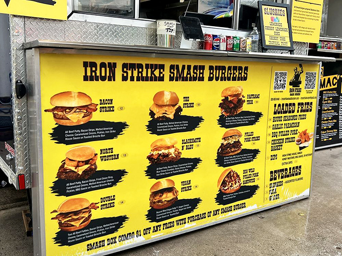 A menu that doesn't waste time with pretense. Each burger option promises a different path to the same destination: pure satisfaction.