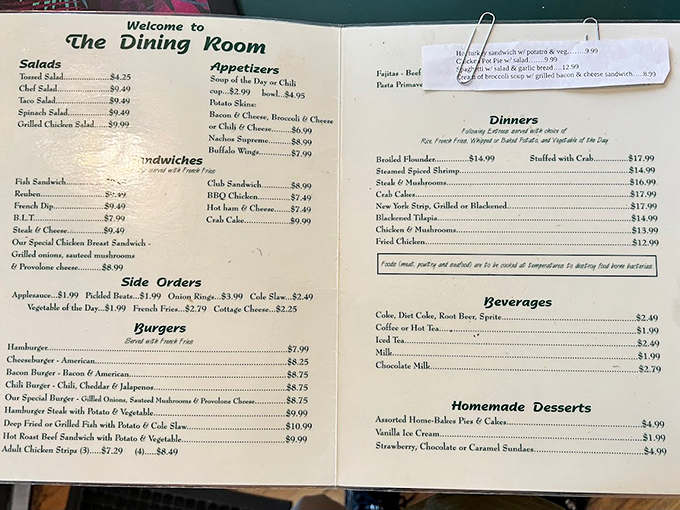 This menu isn't trying to impress anyone with fancy descriptions, yet it promises everything your comfort-food-loving heart desires.