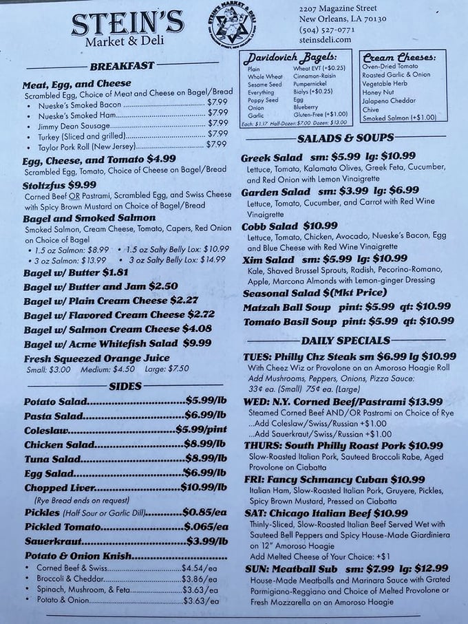 This menu isn't just a list&mdash;it's a roadmap to happiness. The Philly Cheesesteak on Tuesday might just be worth planning your entire week around.