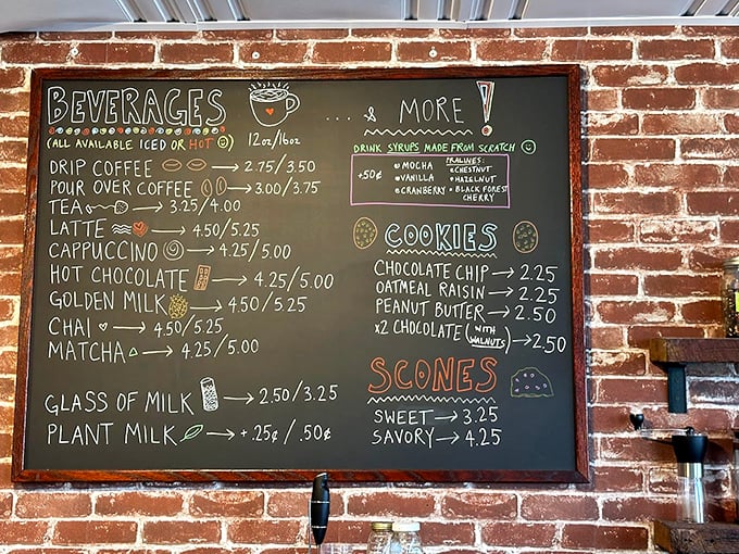 The chalkboard menu isn't just information - it's a roadmap to happiness with no wrong turns.