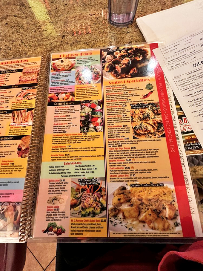 The legendary menu&mdash;a spiral-bound epic with more plot twists than a mystery novel. Bring reading glasses and an empty stomach.