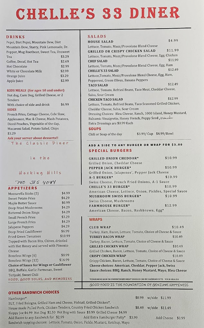 A menu that doesn't need a translator or a second mortgage. Simple, honest comfort food with descriptions that tell you exactly what you're getting.