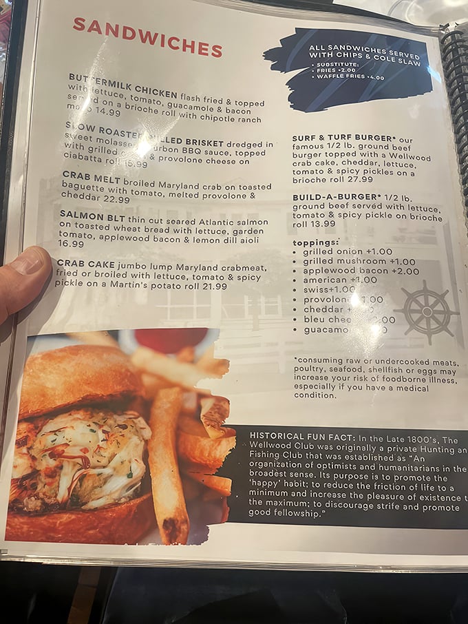 This isn't just a menu&mdash;it's a maritime treasure map. The Surf & Turf Burger might be the most ingenious peace treaty between land and sea.