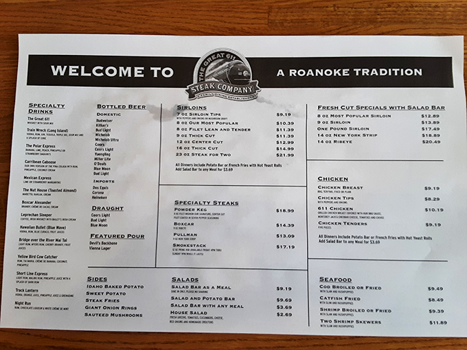 A menu that doesn't need fancy fonts or flowery descriptions&mdash;just straightforward promises of beef perfection that The Great 611 consistently delivers.