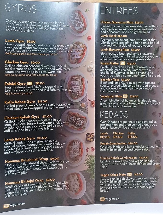 A menu that reads like a Mediterranean passport. Each item represents generations of culinary tradition distilled into one perfect handheld meal.