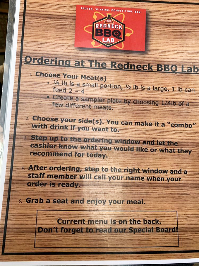 Ordering instructions that are clearer than most assembly manuals, with the brilliant suggestion to "grab a seat and enjoy your meal."