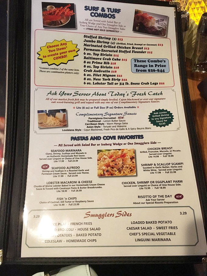 The menu at Smuggler's Cove reads like a greatest hits album of surf and turf classics. Choosing just one item should qualify as an Olympic sport.