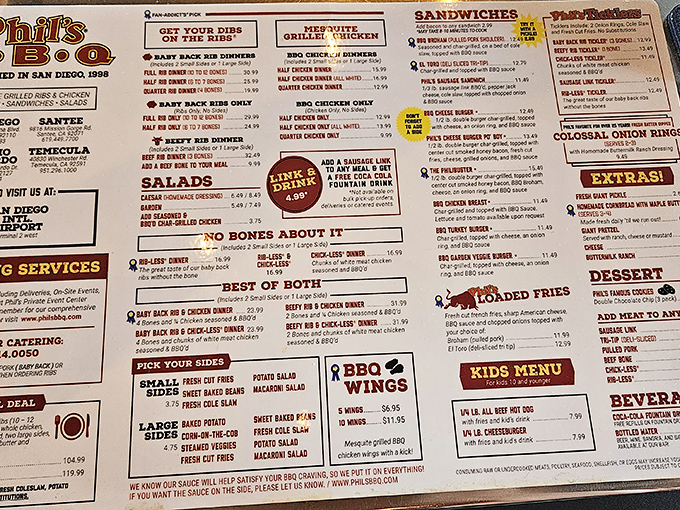 A menu that doesn't mess around. No fancy food poetry here&mdash;just straightforward promises of smoky satisfaction that never disappoint.