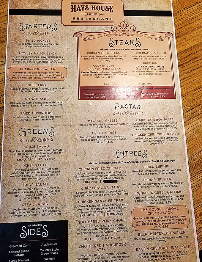 This isn't just a menu&mdash;it's a time machine. From Moxley Ranch Stack to Black Diamond Ribeye, each dish tells a delicious Kansas story.