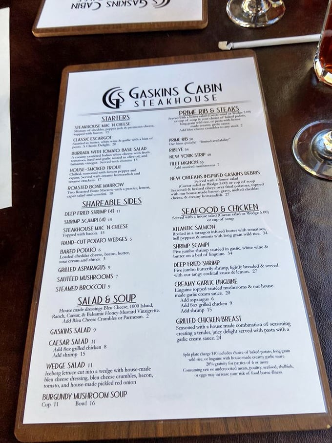 A menu isn't just a list of options&mdash;it's a roadmap to happiness. This one practically screams "order the prime rib" between every line.