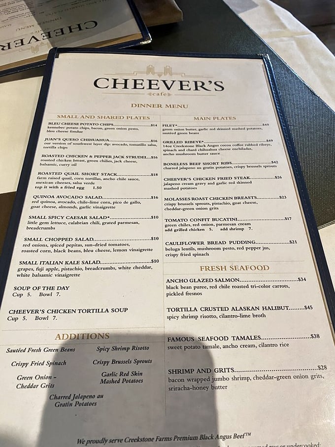 A menu that reads like a love letter to Southwest cuisine. Each description promises a flavor journey worth every calorie.