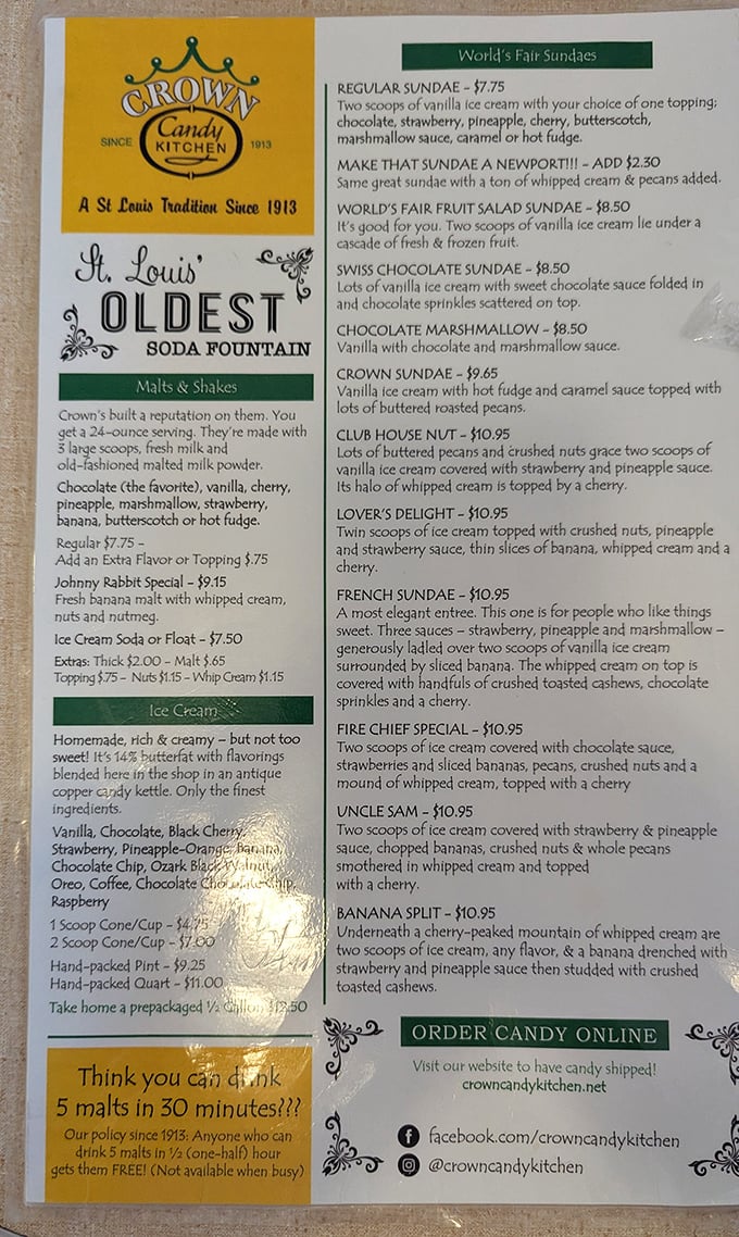 This menu isn't just a list of options&mdash;it's a declaration that some pleasures, like thick malts and decadent sundaes, are timeless.