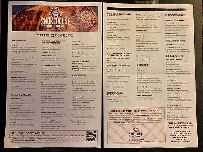 A menu that reads like a love letter to smoked meats. Decision paralysis has never been so deliciously justified.