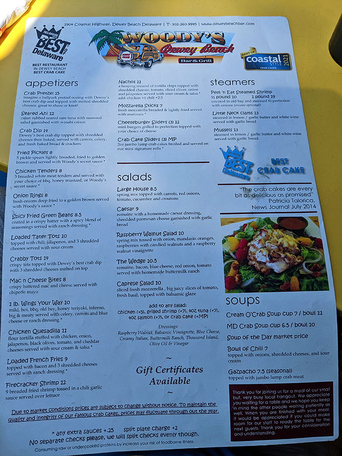 The menu reads like a love letter to Maryland blue crab, with awards proudly displayed. Those "Best Crab Cake" crowns aren't just for show.