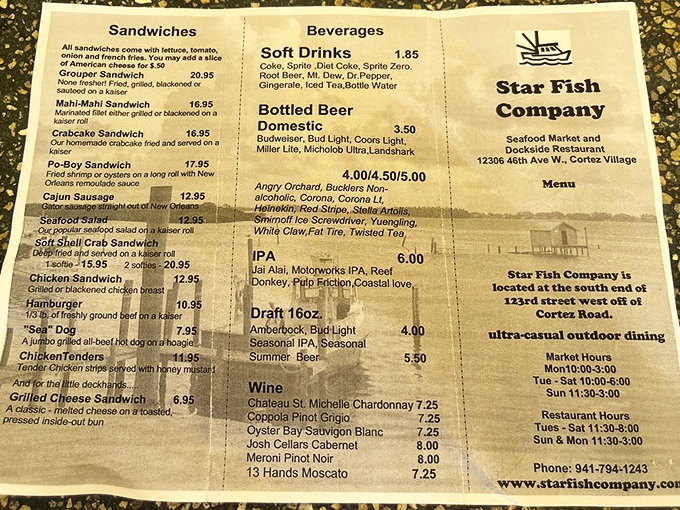 The menu reads like a love letter to simplicity. When seafood is this fresh, you don't need fancy descriptions or celebrity chef endorsements.