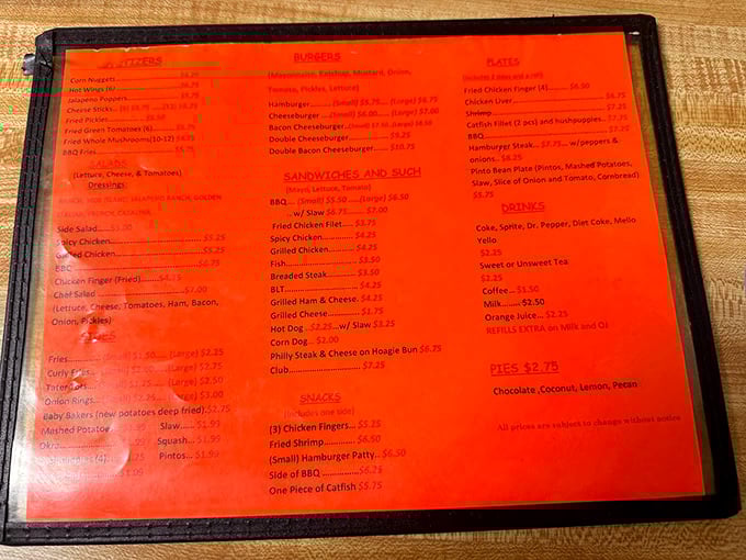 The bright red menu doesn't need fancy fonts or flowery descriptions—it lets the straightforward food offerings speak for themselves.