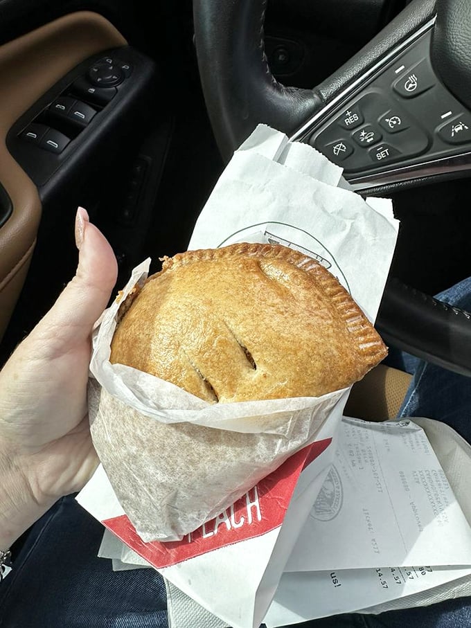 The holy grail of road trips: a hand pie so perfectly golden you'll contemplate eating it before even leaving the parking lot.