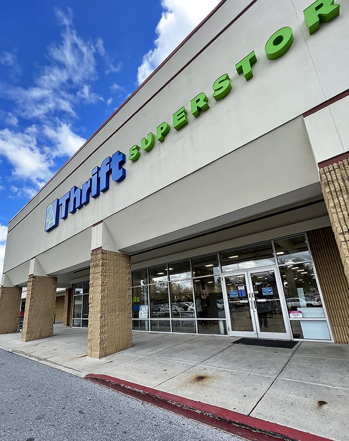 The blue and green signage beckons like a lighthouse for the bargain-obsessed. Step through these doors and kiss your shopping budget goodbye&mdash;in the best possible way.