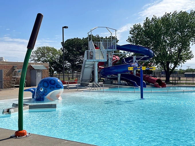 Nothing says "summer in Kansas" quite like the Russell swimming pool, where that blue whale splash pad has delighted generations of sun-soaked kiddos.