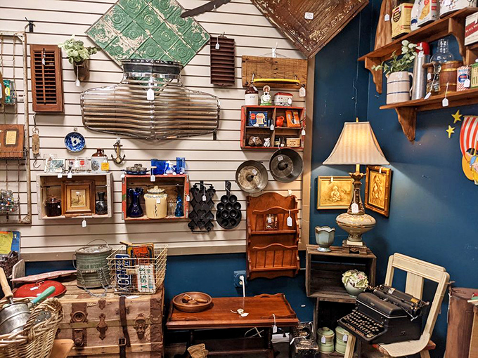 Every nook reveals a new decade&mdash;vintage typewriters and blue walls creating the perfect backdrop for your next "I found it!" moment.