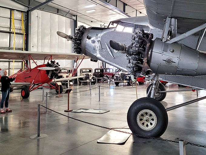 Where else can you find a 1940s Cord parked next to a biplane? It's like a mechanical version of "Dancing with the Stars."