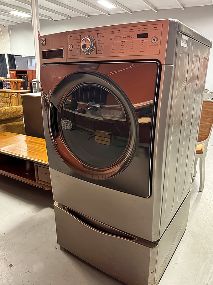 Not your grandmother's washing machine! This sleek copper beauty proves that even appliances can be statement pieces at Eagle Rock.