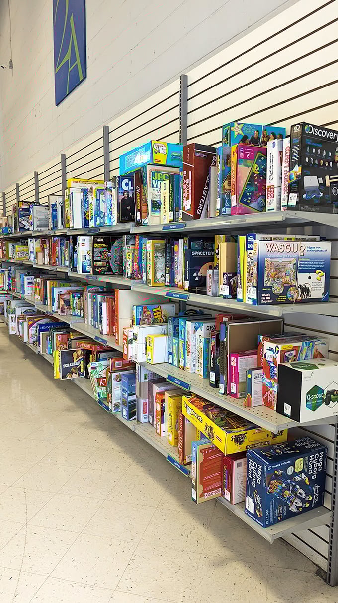 Board game heaven! From classic Monopoly to obscure strategy games, this aisle promises family fun nights without breaking the bank.