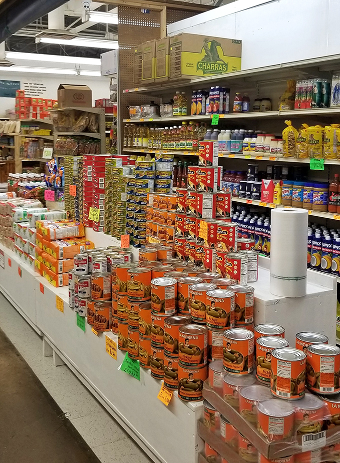 International flavors line the shelves like a United Nations of pantry staples. One person's everyday ingredient is another's culinary adventure waiting to happen.