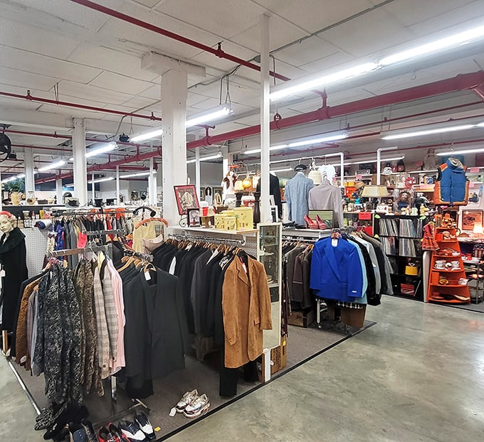 Vintage fashion awaits the discerning shopper. That camel suede jacket? It's practically begging to tell stories about its adventures in the 1970s.