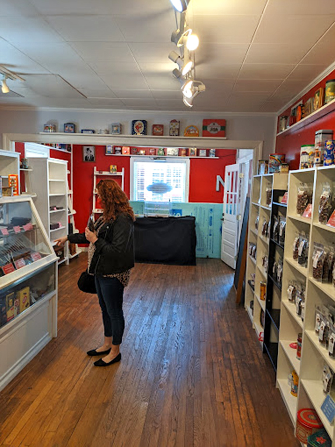 A chocolate pilgrimage in progress. The wooden floors may creak, but they've supported countless journeys to sweet enlightenment.