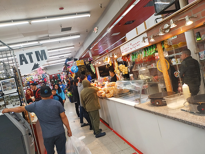 The food court becomes an impromptu United Nations, where shoppers fuel their treasure hunts with authentic international flavors.
