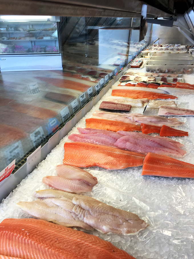 A rainbow of fresh fillets on ice that would make Neptune himself do a double-take. This is seafood's red carpet moment.