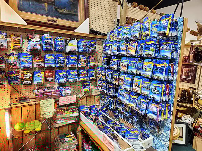 Hot Wheels heaven! This wall of miniature automotive history would make any collector&mdash;or anyone who was once eight years old&mdash;weak in the knees.