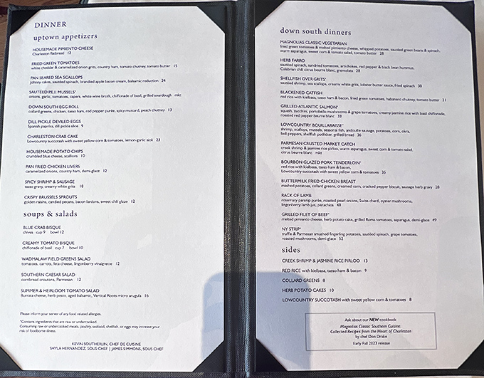 Reading this menu is like getting a love letter from Charleston&mdash;each description promises a culinary embrace worth crossing state lines for.