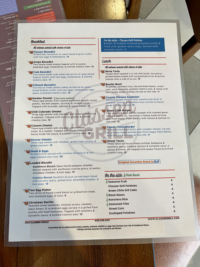 This menu reads like a love letter to breakfast enthusiasts, with Benedict variations that would make eggs proud to be poached.