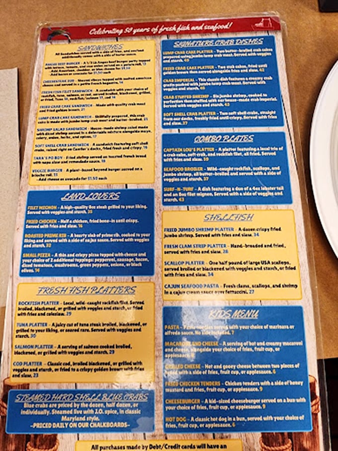 A menu that reads like a love letter to the Chesapeake Bay. Decision paralysis has never been so delicious.