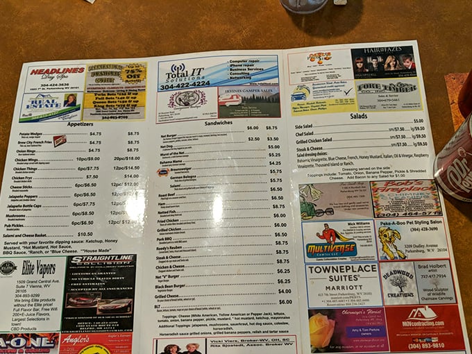 A menu that doubles as local advertising and treasure map &ndash; X marks the spot where your hunger meets its match.