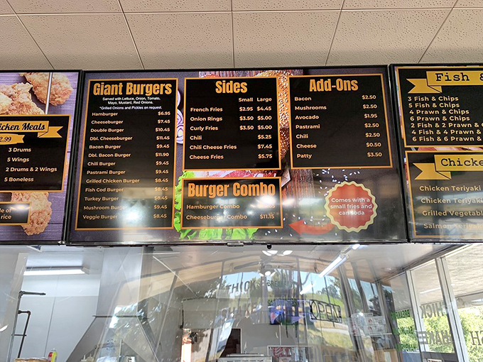 The menu board – a roadmap to happiness. Each item represents not just food, but a commitment to the timeless art of American comfort classics.