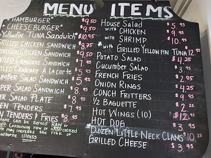 Simplicity at its finest &ndash; a chalkboard menu that skips the flowery descriptions and gets straight to the seafood treasures.