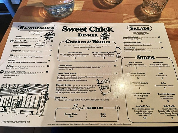 The menu reads like a love letter to Southern comfort food, with chicken and waffles as the headliner in this delicious Broadway production.
